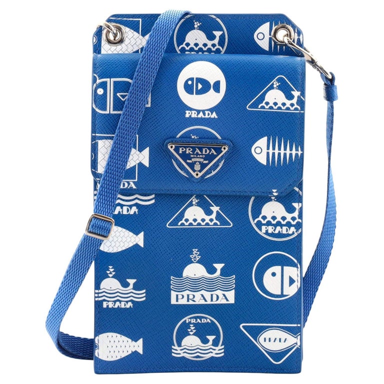 Prada Phone Holder Crossbody Bag Printed Saffiano Leather at 1stDibs