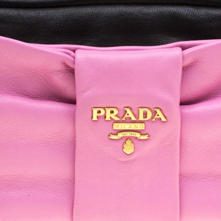Prada Pink And Black Leather Bow Crossbody Bag For Sale at 1stDibs