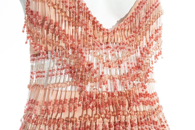 Prada pink crystal and feather fringe bra and skirt ensemble, fw 2017 ...