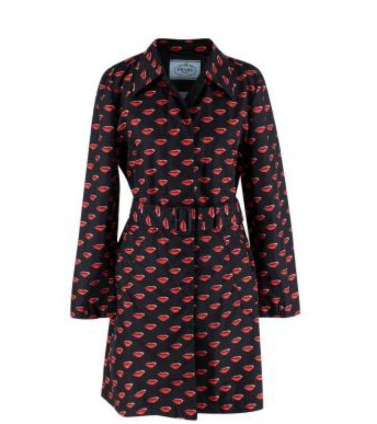 Prada Pink Lip Print Padded Jacket For Sale at 1stDibs