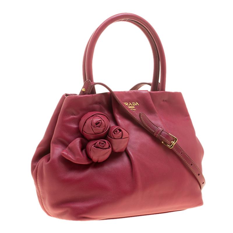 Prada Pink Nappa Leather Rose Satchel For Sale at 1stDibs | prada rose ...