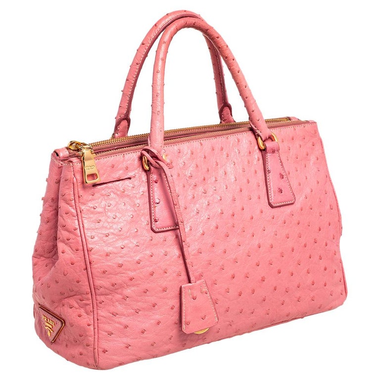 Prada Pink Ostrich Small Galleria Tote at 1stDibs