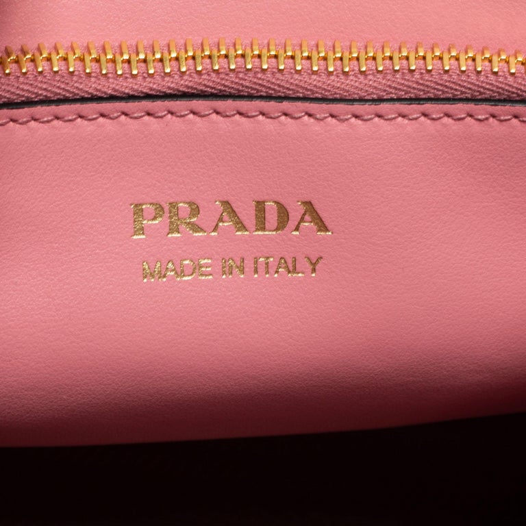 Prada Pink Saffiano Cuir Leather Small Monochrome Tote at 1stDibs