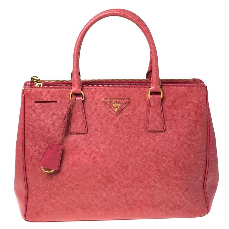 Prada Pink Saffiano Leather Medium Double Zip Tote at 1stDibs