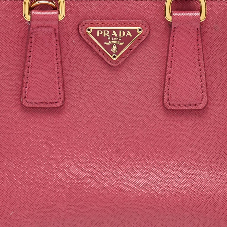 Prada Pink Saffiano Leather Micro Galleria Tote For Sale at 1stDibs