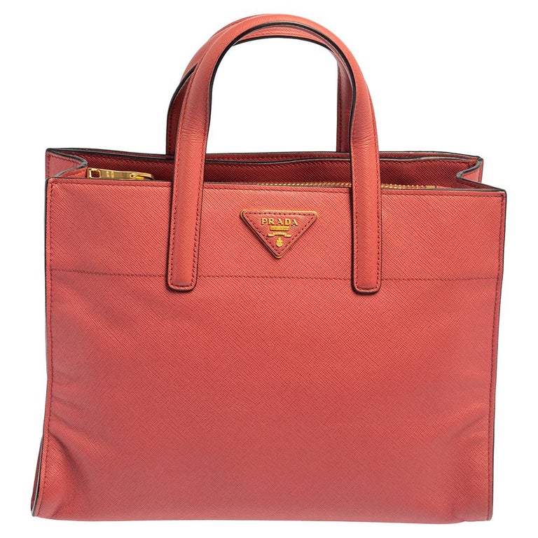 Prada Pink Saffiano Lux Leather Small Galleria Tote at 1stDibs