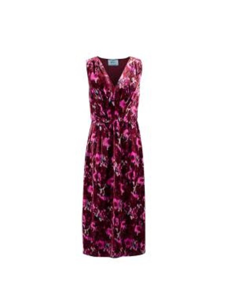 Prada Pink Sleeveless Velvet Patterned Midi Dress For Sale at 1stDibs