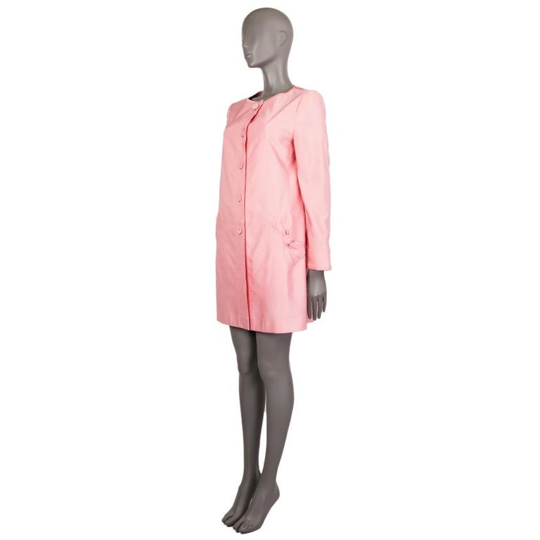PRADA pink wool and silk COLLARLESS Coat Jacket 42 M For Sale at 1stDibs