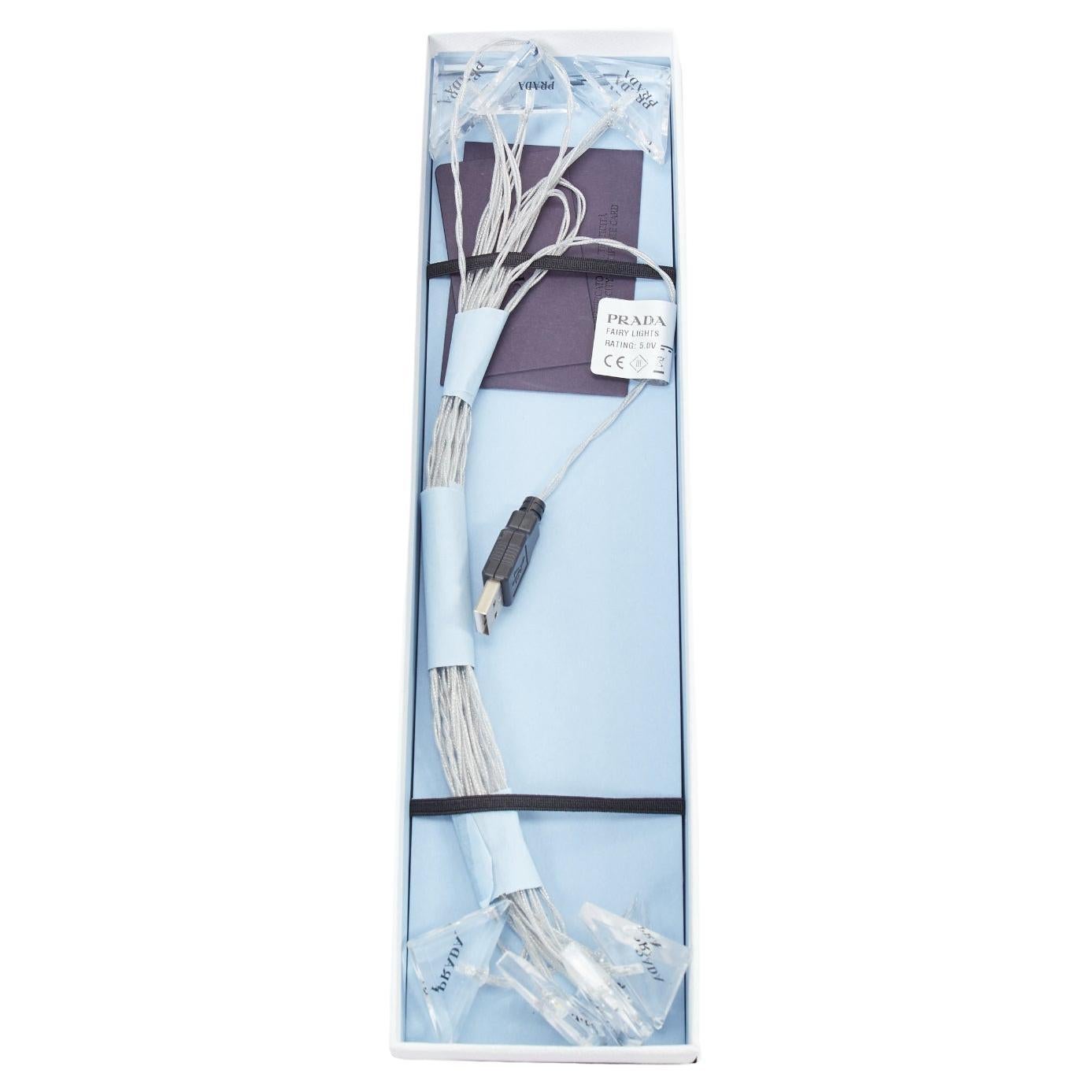 PRADA Plexiglas Fairy Lights clear acrylic black logos USB fairy LED ...