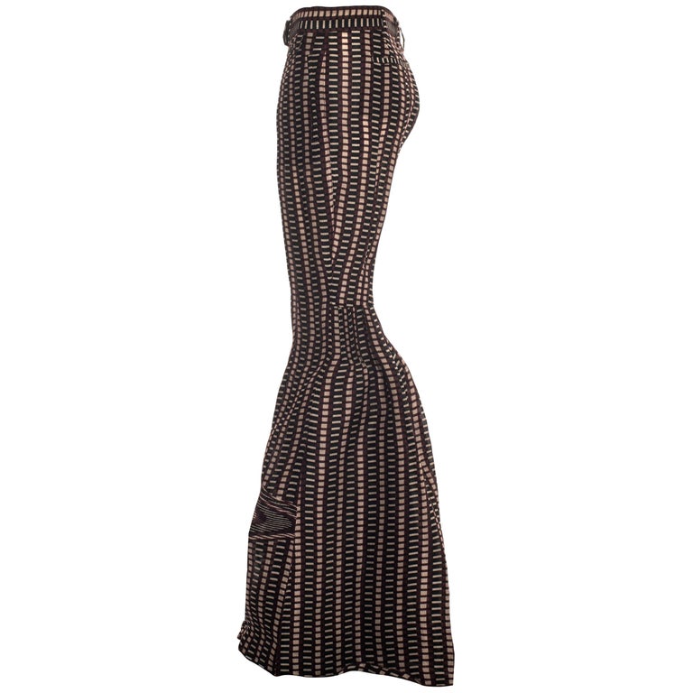 Prada plum checkered silk organza bell bottoms evening pants, ss 2008 ...