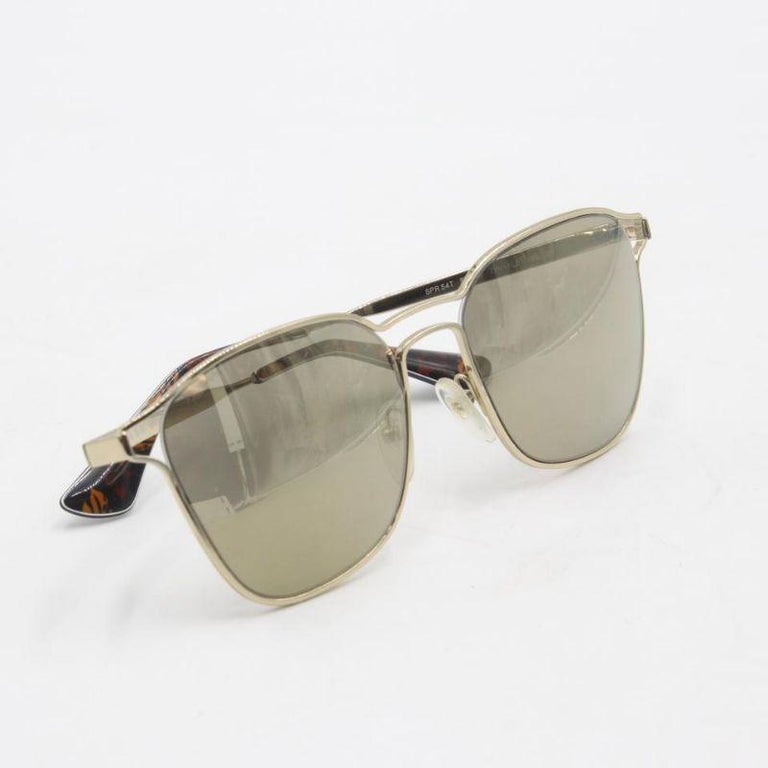 Prada Polished Gold SPR 54T Finish Frame Aviators Unisex Sunglasses For ...