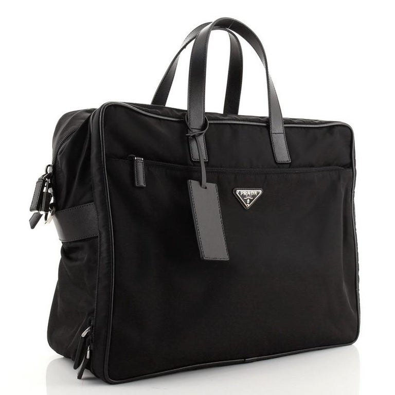 Prada Porta Computer Briefcase Tessuto and Saffiano Leather Medium at ...