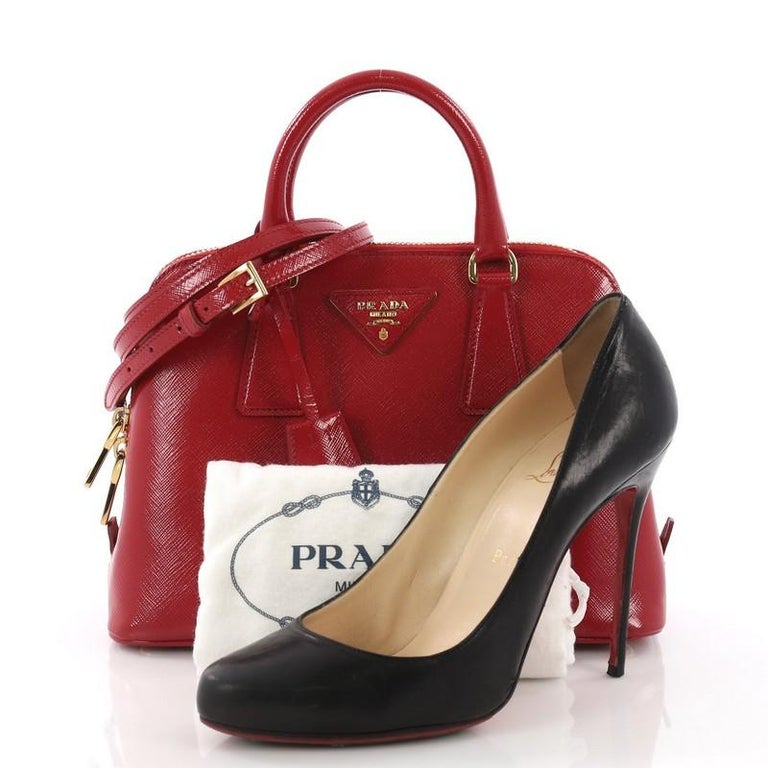 Prada Promenade Handbag Vernice Saffiano Leather Small At 1stdibs
