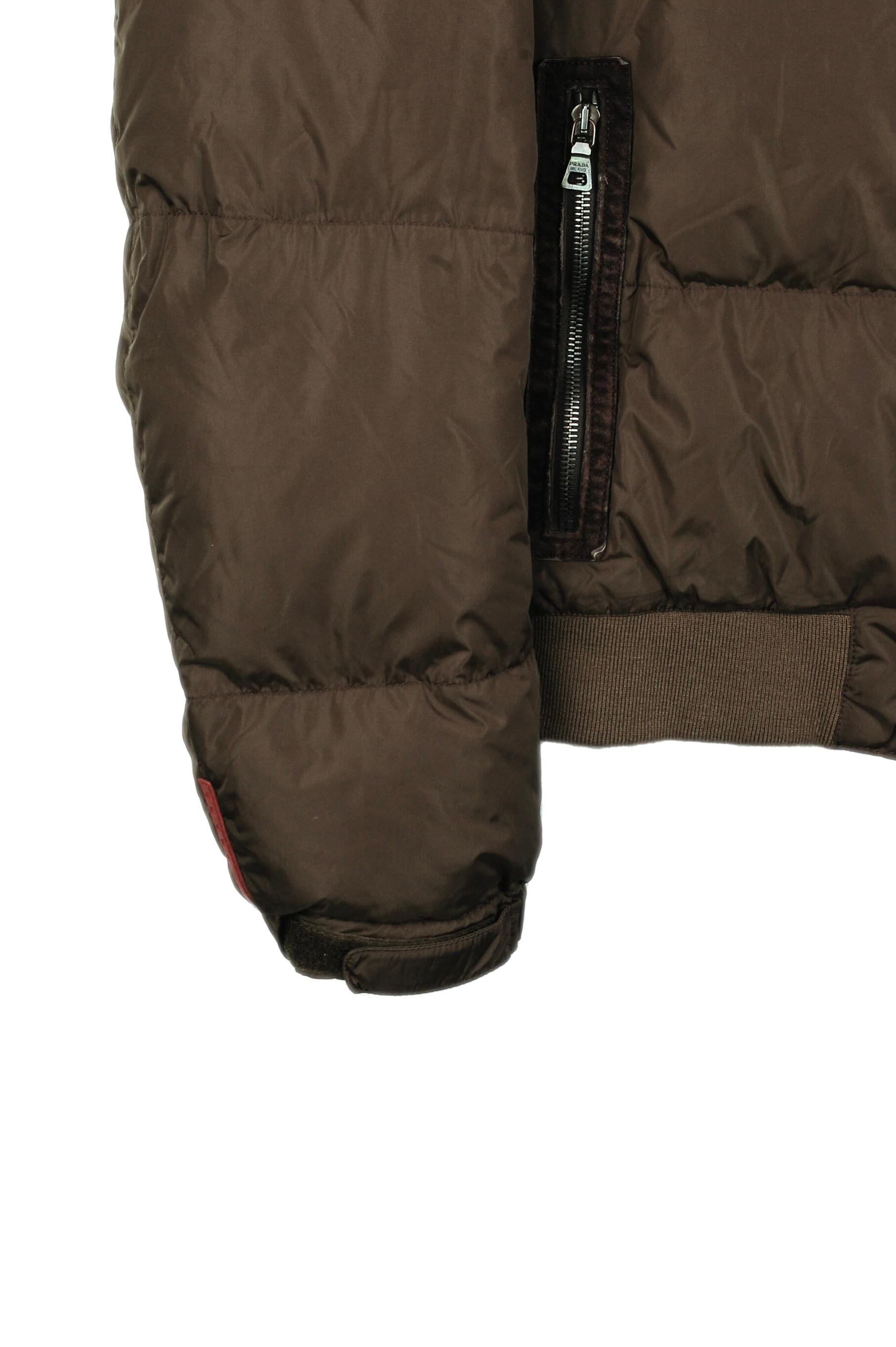 Prada Puffer Down Nylon Leather Details Sheep fur Collar Men Jacket ...