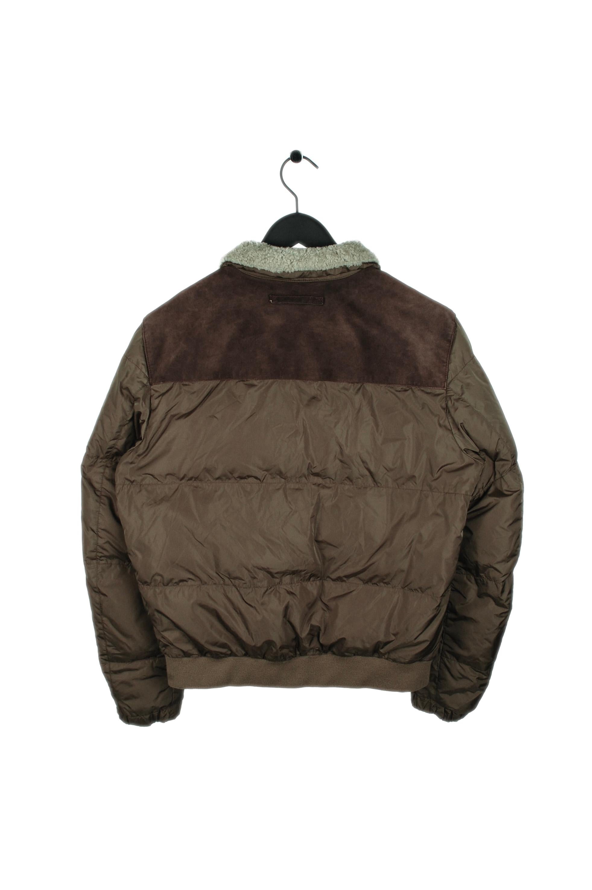 Prada Puffer Down Nylon Leather Details Sheep fur Collar Men Jacket ...