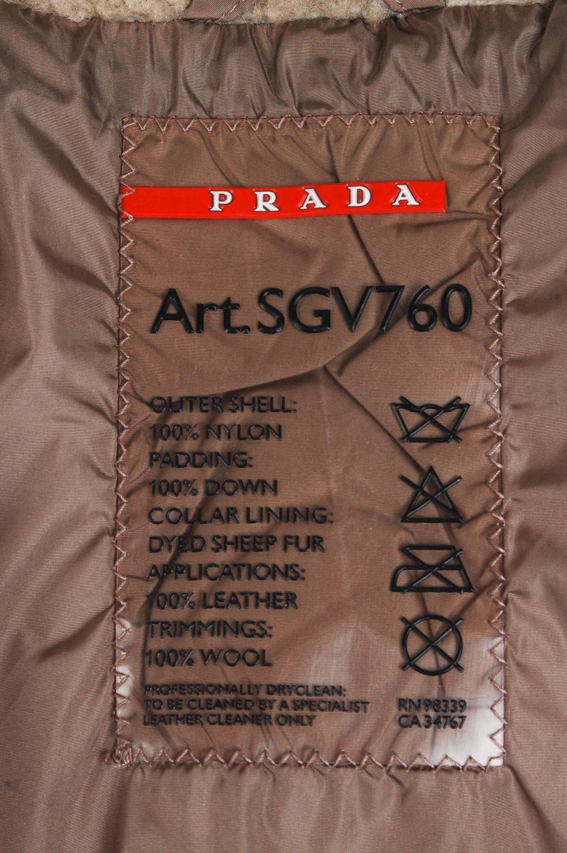 Prada Puffer Down Nylon Leather Details Sheep fur Collar Men Jacket ...