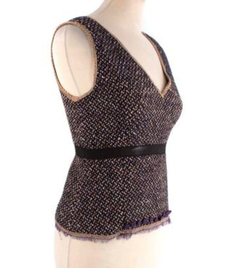 Prada Purple and beige tweed shell top For Sale at 1stDibs