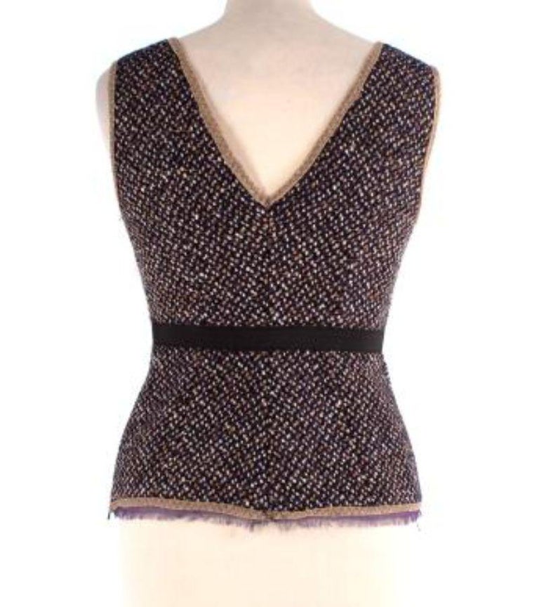 Prada Purple and beige tweed shell top For Sale at 1stDibs