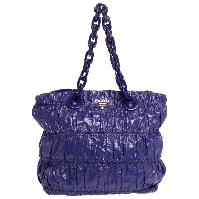 Prada Purple Gaufre Patent Leather Chain Tote at 1stDibs