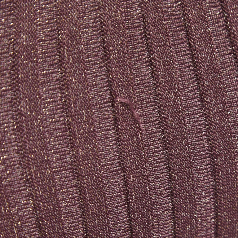 Prada Purple Lurex Stretch Rib Knit Midi Dress S For Sale at 1stDibs