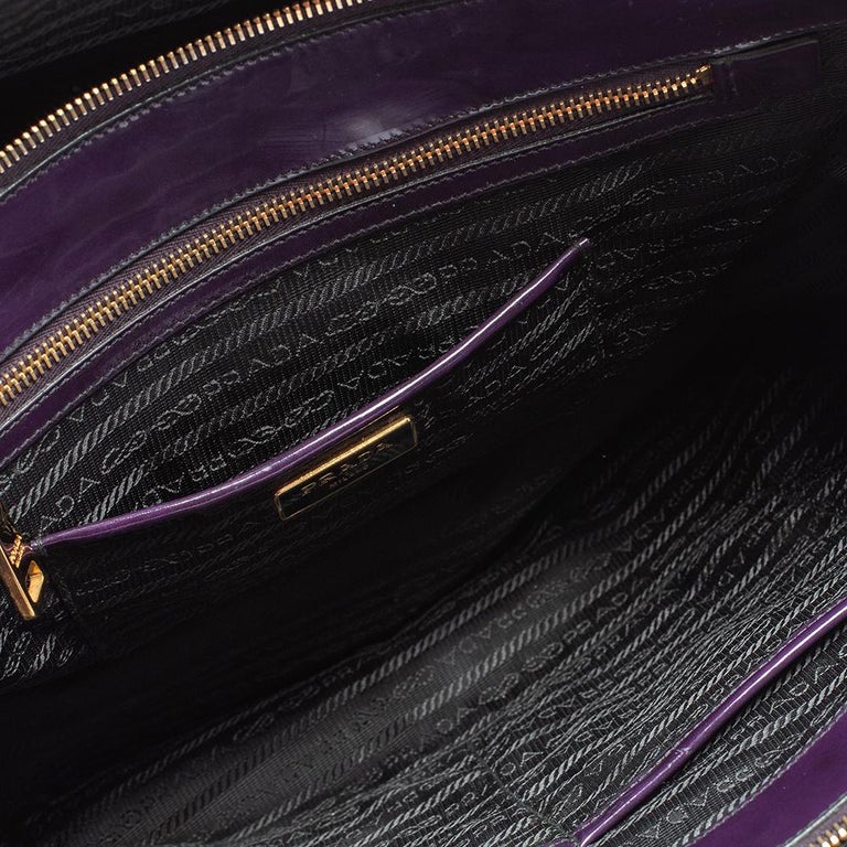 Prada Purple Patent Leather Large Double Zip Tote at 1stDibs
