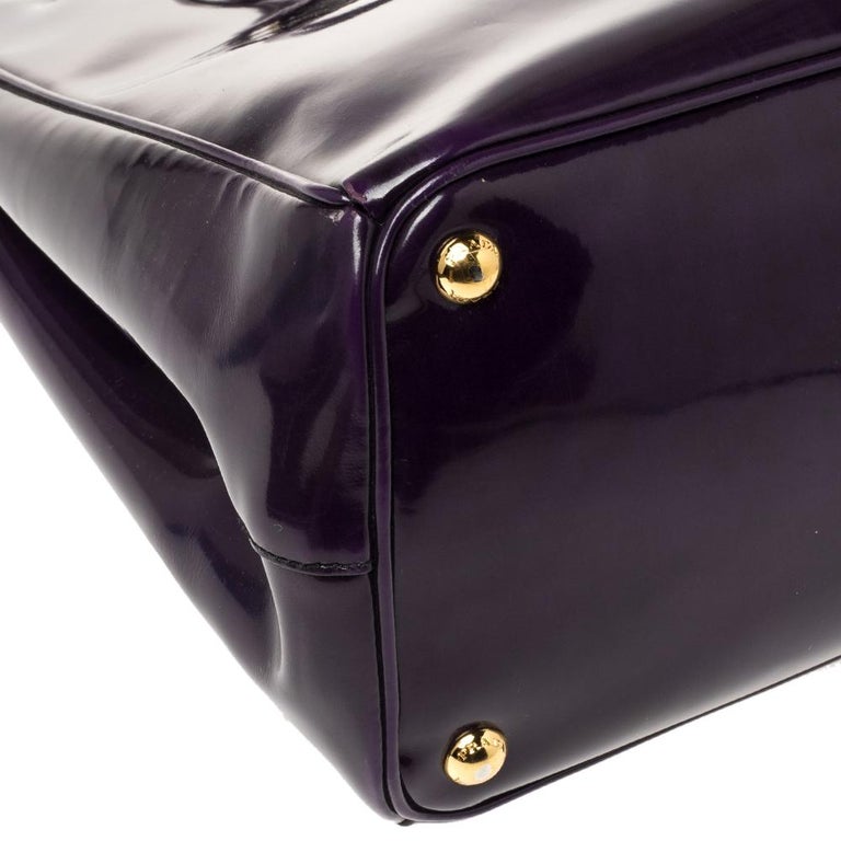 Prada Purple Patent Leather Medium Double Zip Tote For Sale at 1stDibs