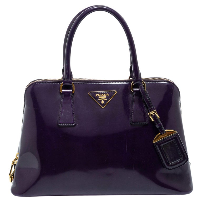 Prada Purple Patent Leather Medium Promenade Satchel For Sale at 1stDibs