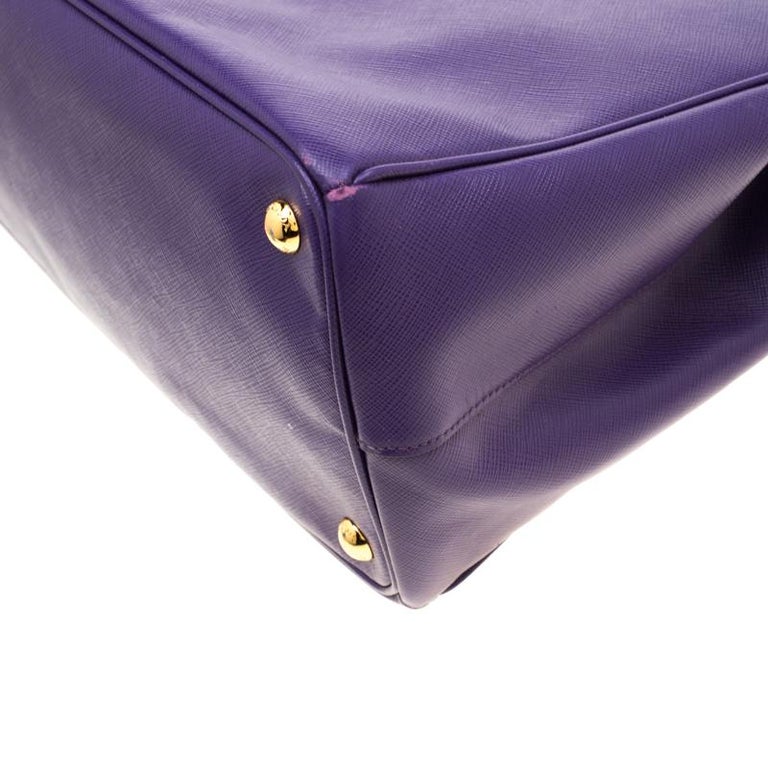 Prada Purple Saffiano Lux Leather Large Double Zip Tote at 1stDibs ...
