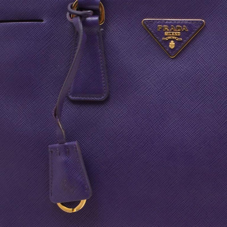 Prada Purple Saffiano Lux Leather Large Double Zip Tote at 1stDibs ...
