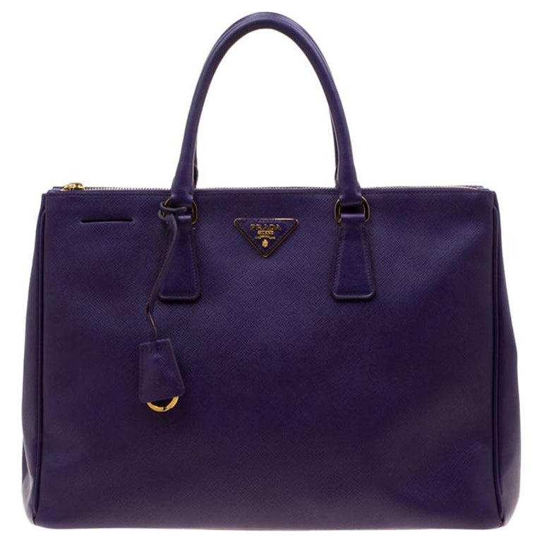 Prada Purple Saffiano Lux Leather Large Double Zip Tote at 1stDibs ...