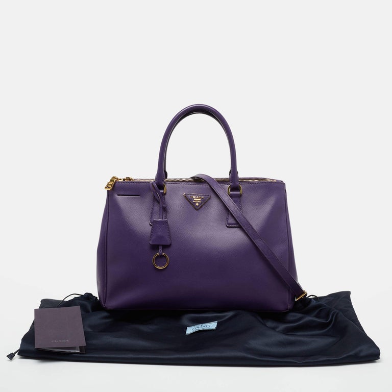 Prada Purple Saffiano Lux Leather Medium Galleria Double Zip Tote For ...