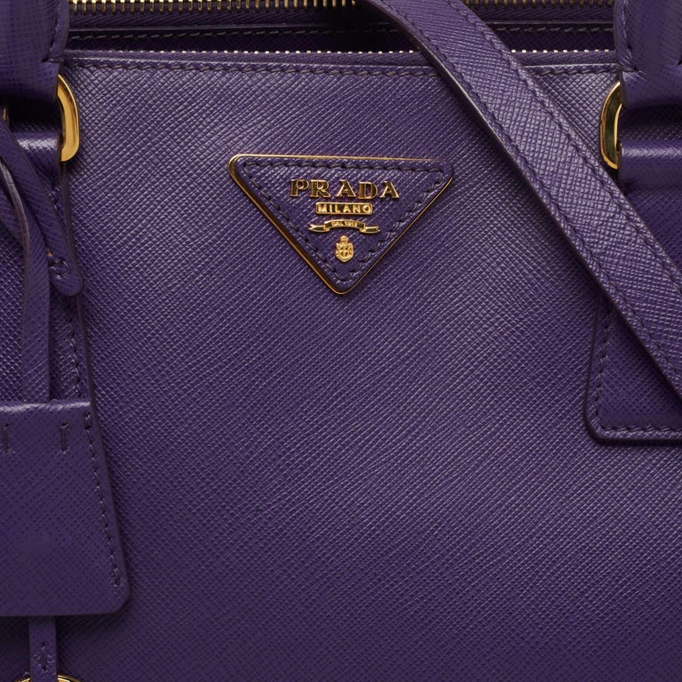 Prada Purple Saffiano Lux Leather Medium Galleria Double Zip Tote For ...