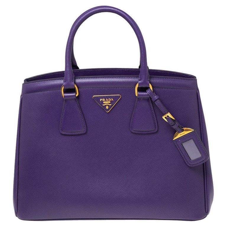 Prada Purple Saffiano Lux Leather Parabole Tote at 1stDibs