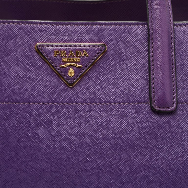 Prada Purple Saffiano Soft Leather Convertible Tote For Sale at 1stDibs