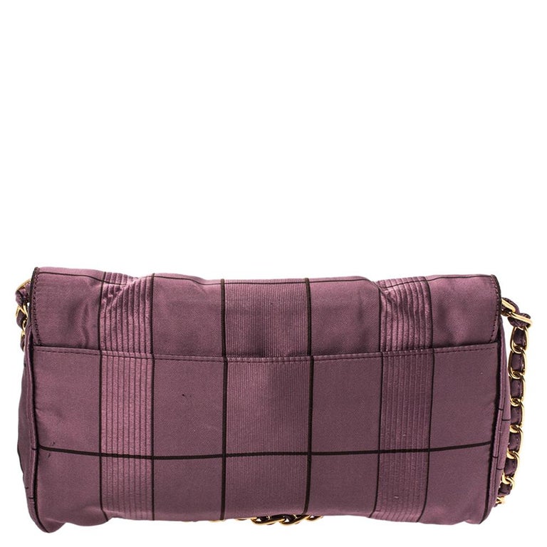Prada Purple Square Quilt Satin Pushlock Flap Shoulder Bag at 1stDibs