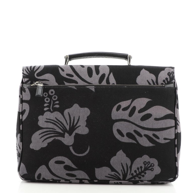 Prada Push Lock Pocket Briefcase Printed Canvas Large at 1stDibs