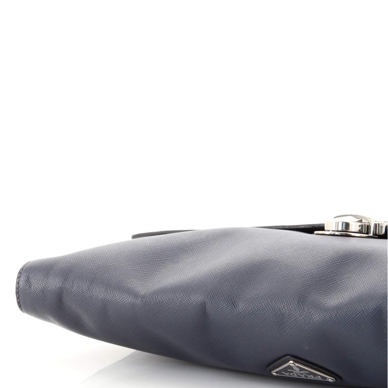 Prada Push Lock Portfolio Saffiano Leather Large For Sale at 1stDibs