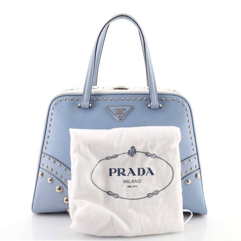 Prada Pyramid Top Handle Bag Studded Saffiano Leather Medium For Sale ...