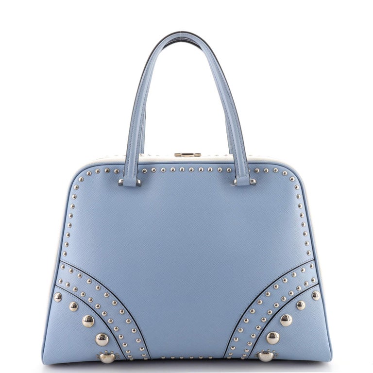 Prada Pyramid Top Handle Bag Studded Saffiano Leather Medium For Sale ...