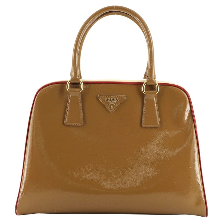 Prada Pyramid Top Handle Bag Vernice Saffiano Leather Medium at 1stDibs