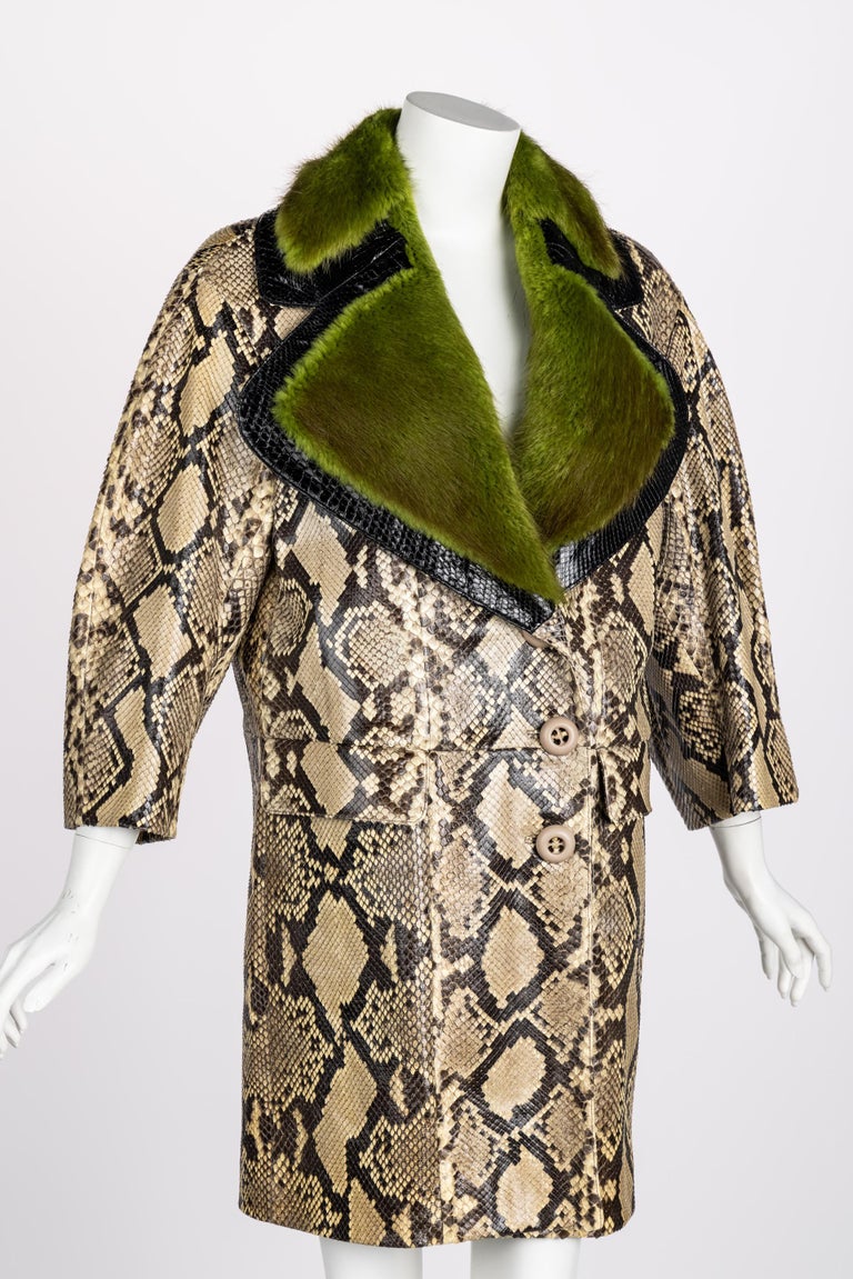 Prada Python Green Fur Coat Runway 2011 at 1stDibs