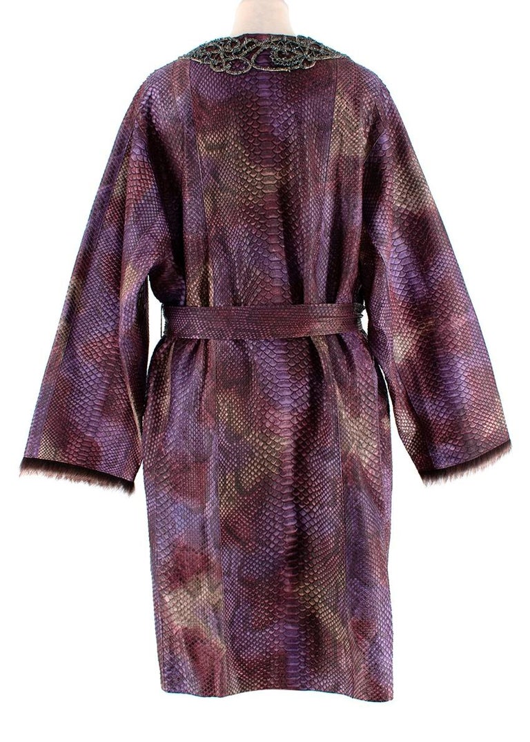 Prada Python Purple Embellished Belted Coat For Sale at 1stDibs