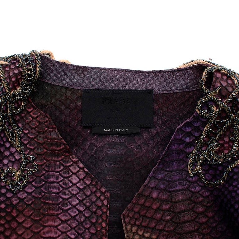 Prada Python Purple Embellished Belted Coat For Sale at 1stDibs