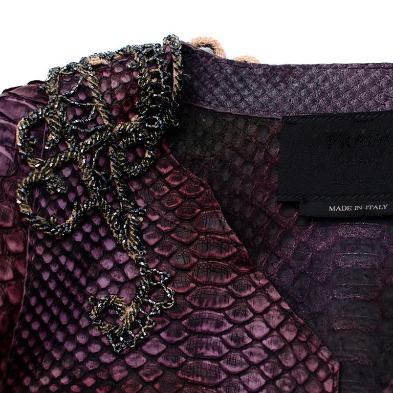 Prada Python Purple Embellished Belted Coat For Sale at 1stDibs