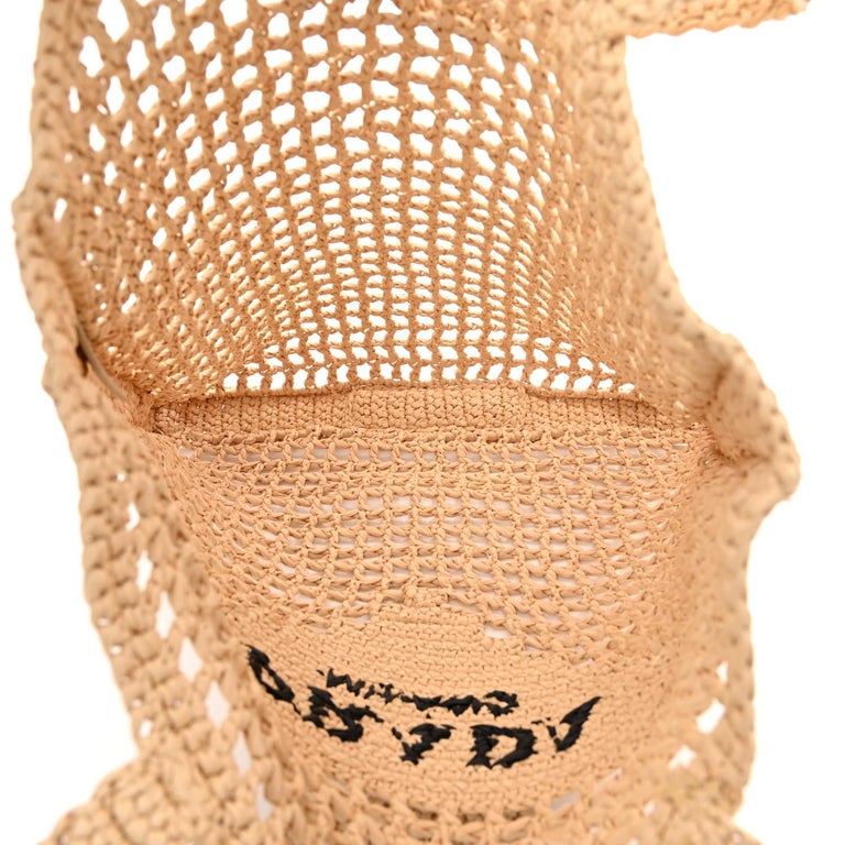 PRADA Raffia Embroidered Logo Tote Bag Naturale 2021 For Sale at 1stDibs