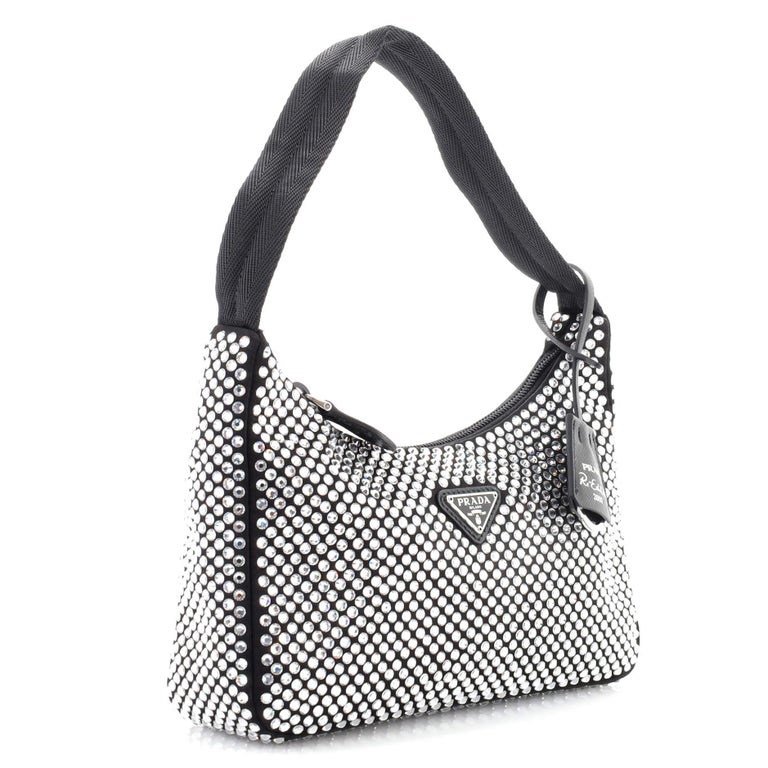 Prada Re-Edition 2000 Hobo Crystal Embellished Satin Mini For Sale at ...