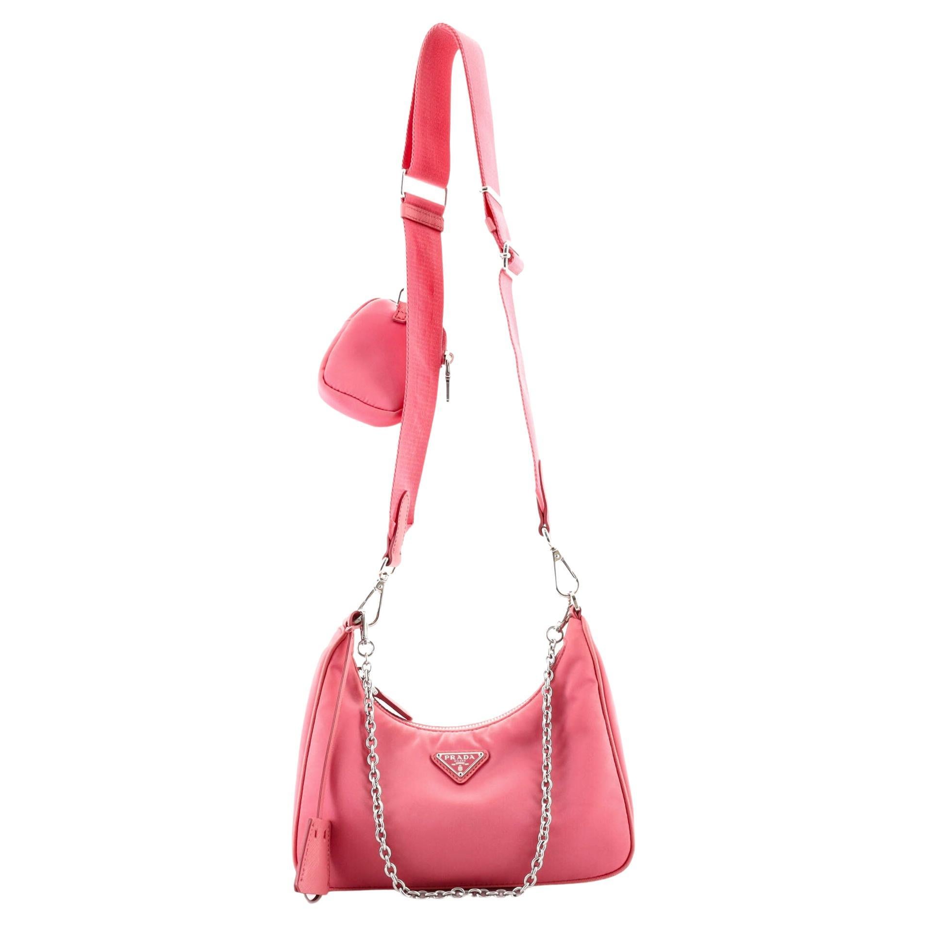 Prada Pink Saffiano Lux Leather Camera Crossbody Bag For Sale at 1stDibs