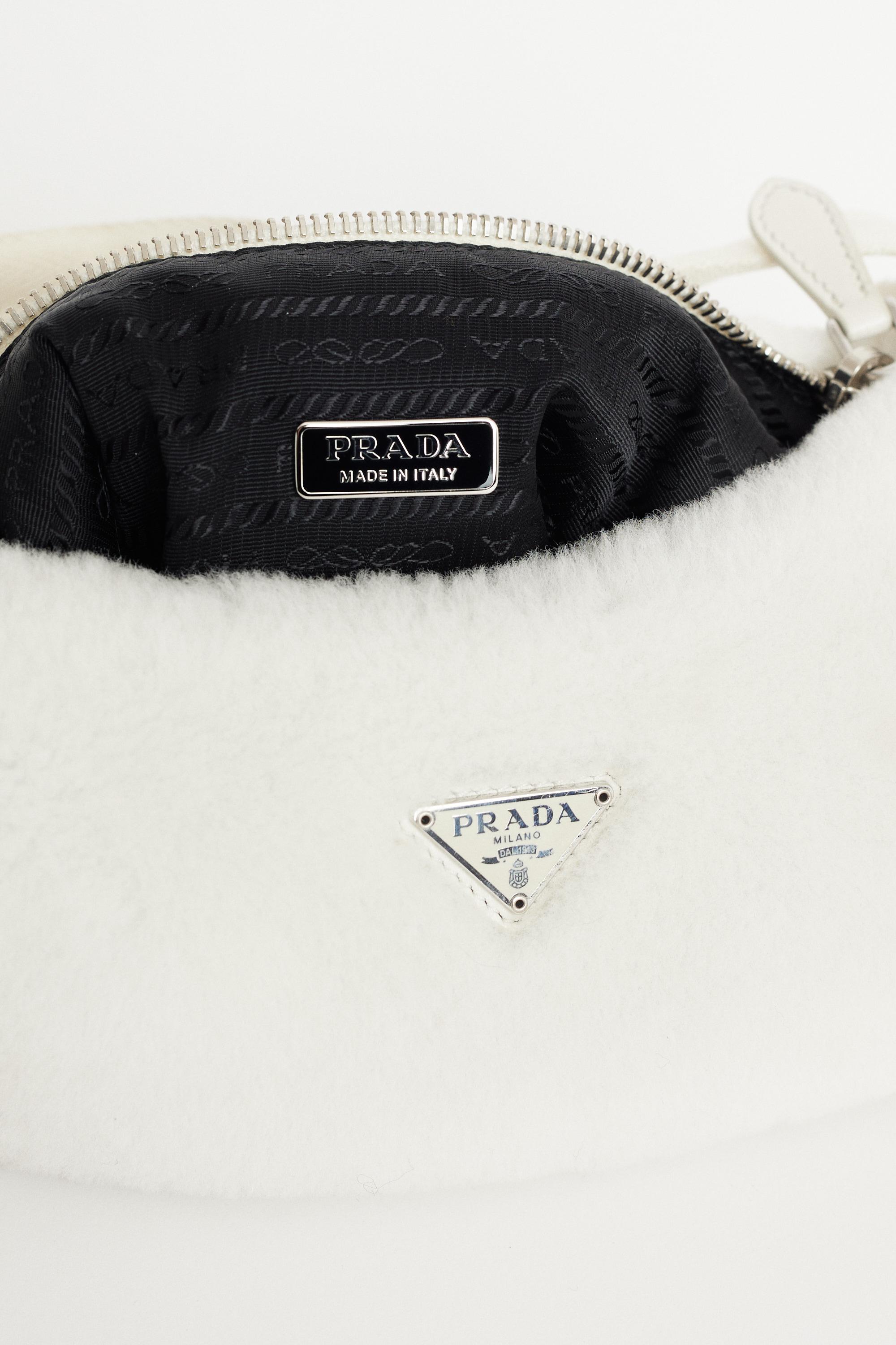Prada Re-edition Shearling Hobo Bag For Sale at 1stDibs