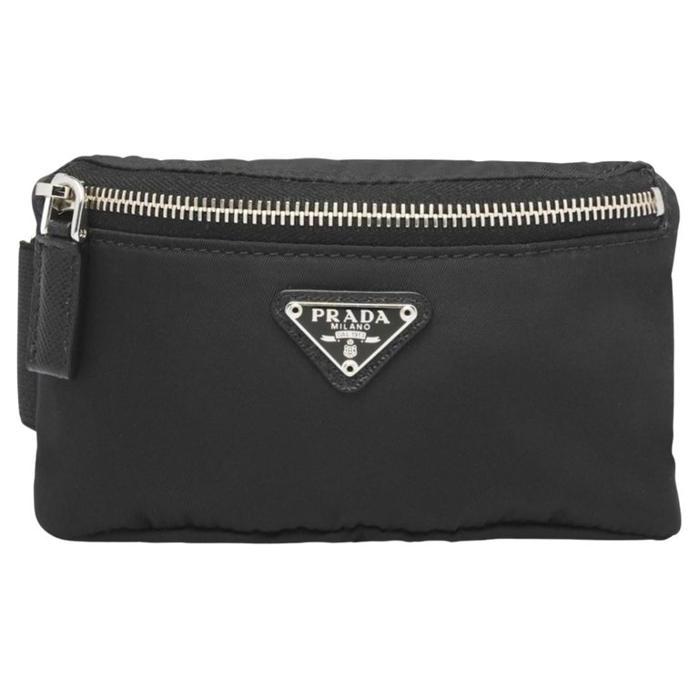 Prada Re-Nylon Black Wrist Bag Mini Pouch For Sale at 1stDibs