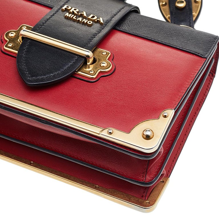 Prada Red/Black Leather Cahier Flap Shoulder Bag at 1stDibs
